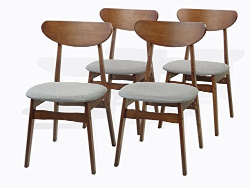 Set of 3 Dining Kitchen Round Table and 2 Yumiko Side Chairs Solid Wood w/Padded Seat Medium Brown