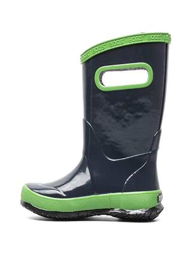 BOGS unisex child Bogs Kids Rubber Waterproof Rain Boot for and Boys Girls , Navy/Green, 12 Little Kid US