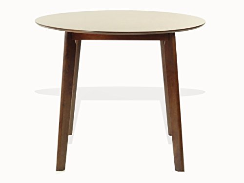 Set of 3 Dining Kitchen Round Table and 2 Yumiko Side Chairs Solid Wood w/Padded Seat Medium Brown
