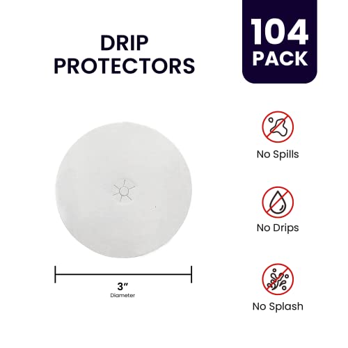 Exquizite 104 Drip Protectors/Candle Bobeches for Devotional Candlelight Vigils, Church Service, Memorial Service, Mass, Ceremonies - Box of 104 Drip Protectors/Paper Bobeches, White 3" Diameter