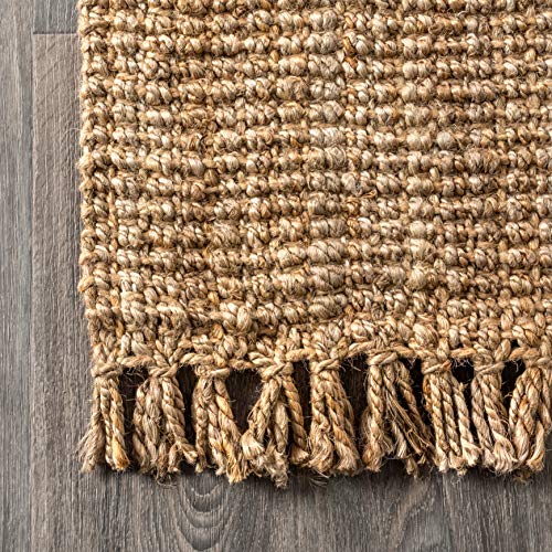 JONATHAN Y NRF103A-4 para Hand Woven Chunky Jute with Fringe Area-Rug, Bohemian, for Bedroom, Kitchen, Living Room,4 X 6,Natural