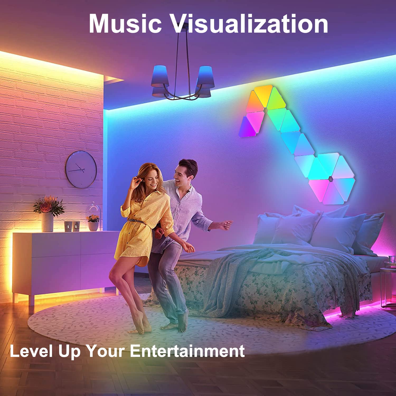 Triangle Lights LED Light Panels, Smart LED Wall Lights RGB Gaming Lights with Remote, Gaming Room Decor Work with Alexa Google Assistant,APP & Voice Control Music Sync for Bedroom/Streaming,9 Pack