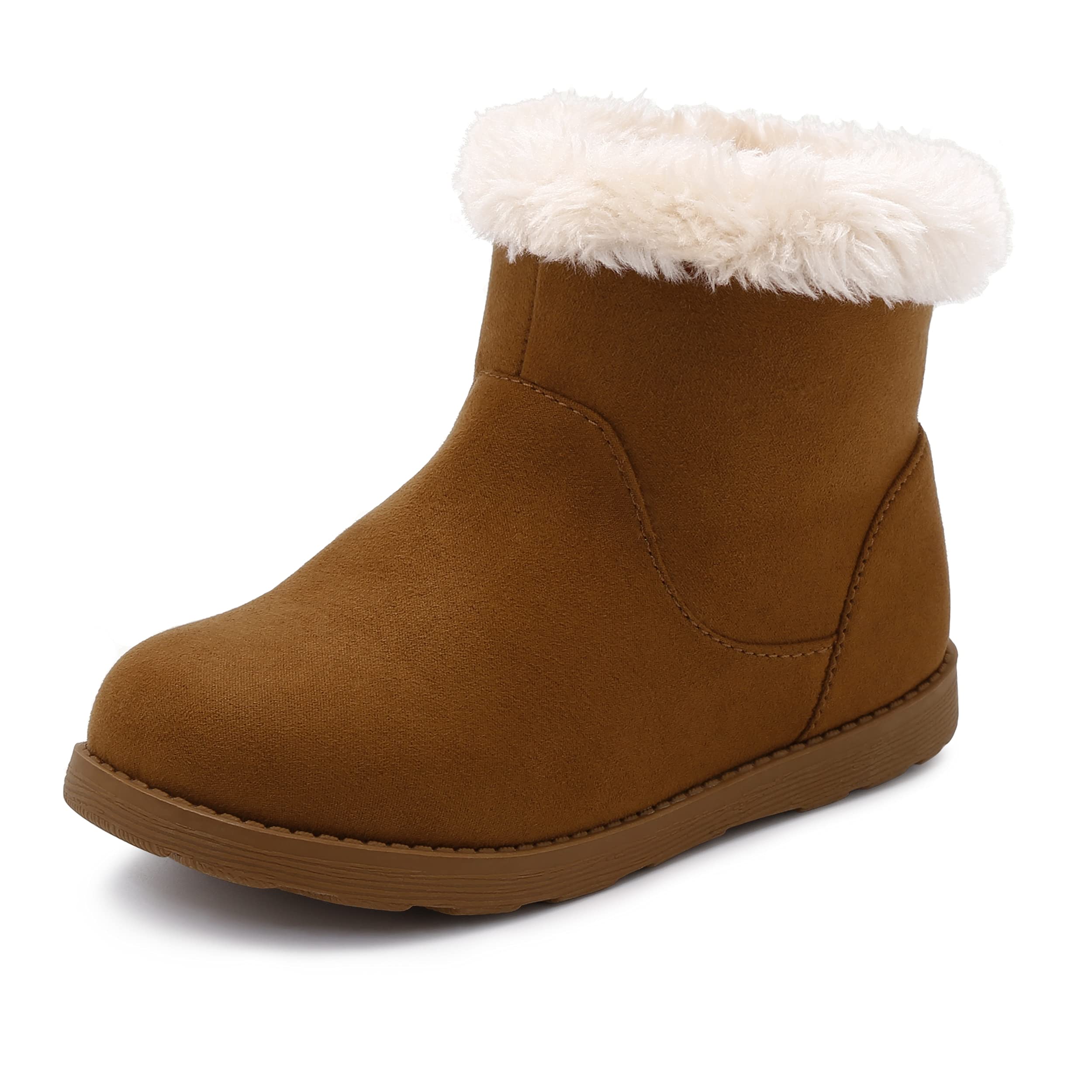festooning Girls Faux Fur Shearling Style Boots Girls Warm Winter Non-Slip Zip Snow Boots for Indoor Outdoor Size 2