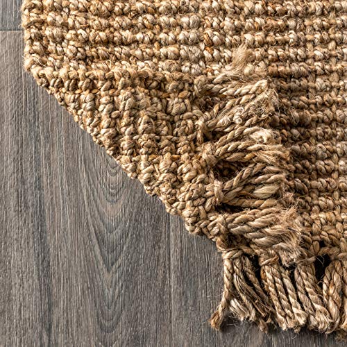 JONATHAN Y NRF103A-4 para Hand Woven Chunky Jute with Fringe Area-Rug, Bohemian, for Bedroom, Kitchen, Living Room,4 X 6,Natural