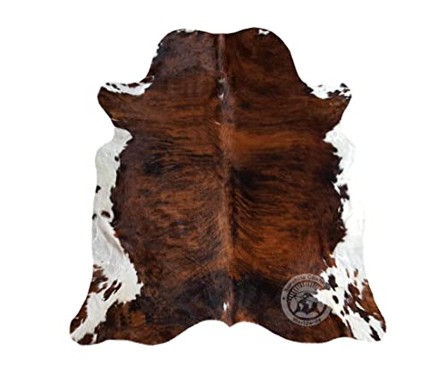 Genuine Dark Brindle Tricolor Cowhide Rug XL Size 6 x 7-8 ft. - 180 x 220 cm