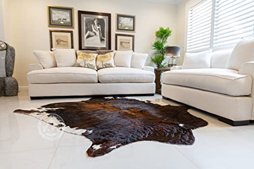 Genuine Dark Brindle Tricolor Cowhide Rug XL Size 6 x 7-8 ft. - 180 x 220 cm