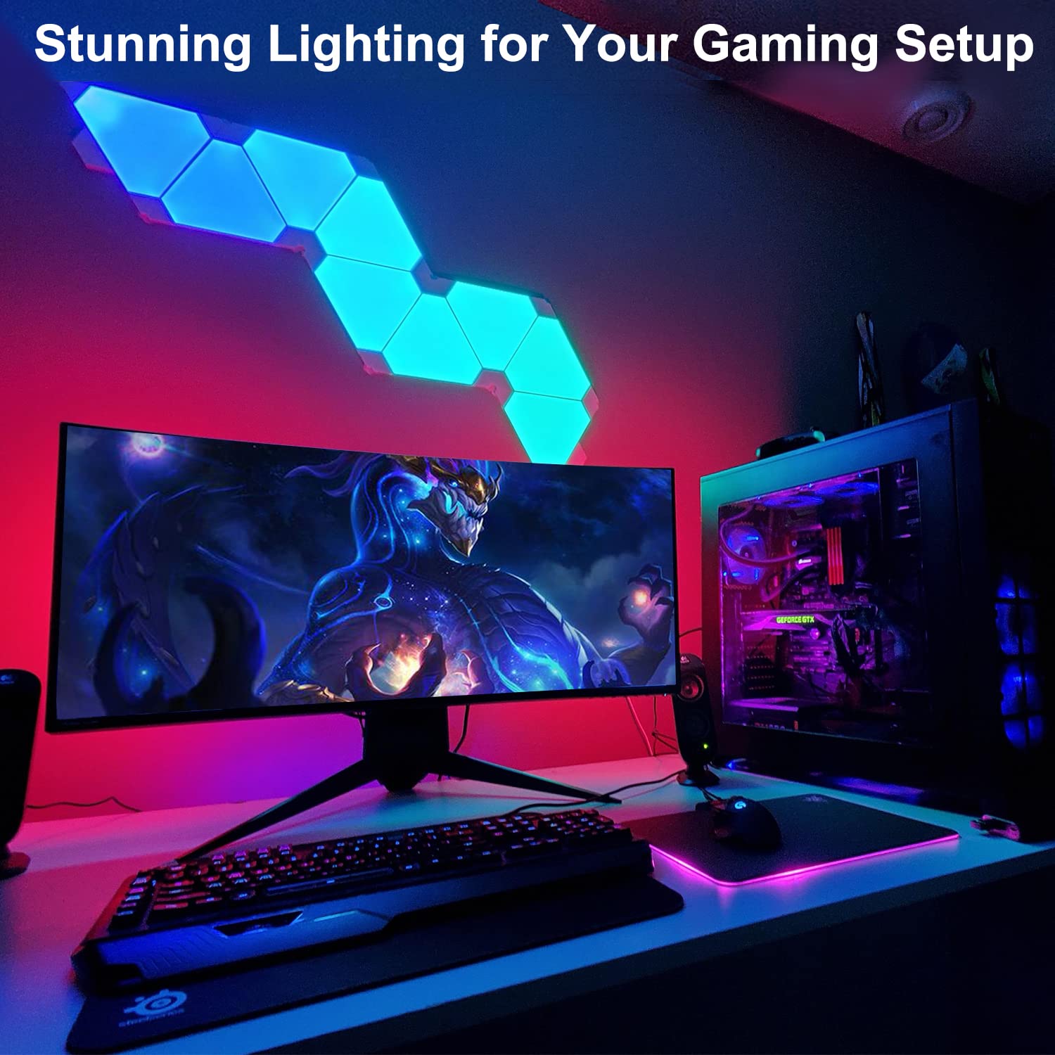 Triangle Lights LED Light Panels, Smart LED Wall Lights RGB Gaming Lights with Remote, Gaming Room Decor Work with Alexa Google Assistant,APP & Voice Control Music Sync for Bedroom/Streaming,9 Pack