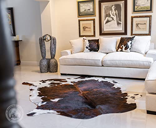 Genuine Dark Brindle Tricolor Cowhide Rug XL Size 6 x 7-8 ft. - 180 x 220 cm