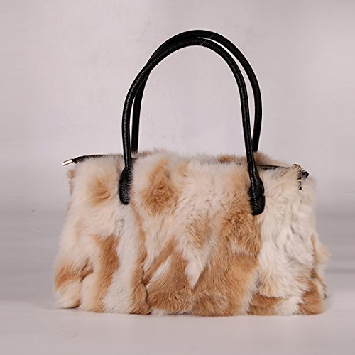 URSFUR Winter Shoulder Bag Women Real Rabbit Fur Handbag Wristlet Clutch Purse