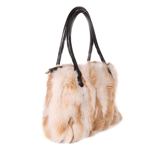 URSFUR Winter Shoulder Bag Women Real Rabbit Fur Handbag Wristlet Clutch Purse