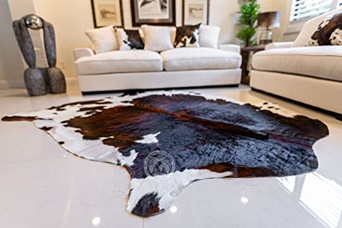 Genuine Dark Brindle Tricolor Cowhide Rug XL Size 6 x 7-8 ft. - 180 x 220 cm