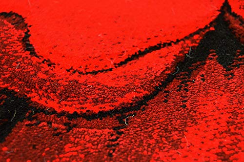 Flowers 3D Effect Hand Carved Thick Artistic Floral Flower Rose Botanical Shape Area Rug Design 301 Red 5'3''x5'3'' Round