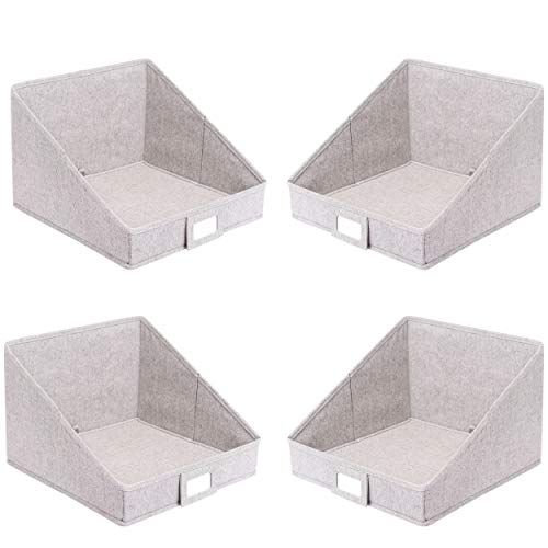Internetâs Best Open Cloth Storage Bin - Closet Shelf Storage Box - Organize Sheets Blankets Towels Sweaters Scarfs - Grey (4 Pack)