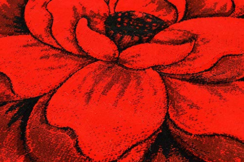 Flowers 3D Effect Hand Carved Thick Artistic Floral Flower Rose Botanical Shape Area Rug Design 301 Red 5'3''x5'3'' Round