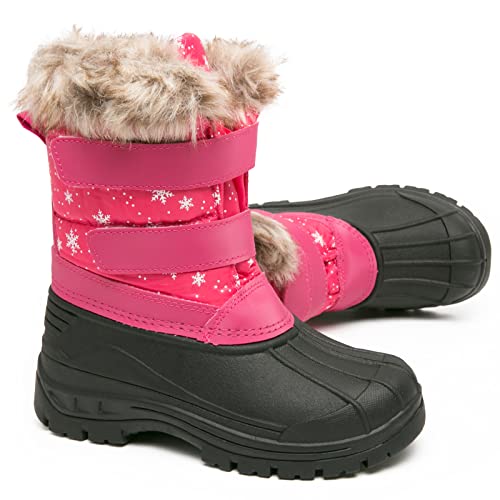 Kids Snow Boots Boys Girls Mid Calf Winter Boots Anti-Slip Outdoor Warm Boots With Fur Lined(/Little Kid/Big Kid)