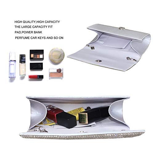 Labair Rhinestone Clutch Purse for Women Sparkly Evening Bag Wedding Formal Prom Handbag,Silver