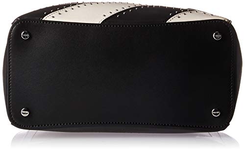 Calvin Klein womens Calvin Klein Karsyn Nappa Leather Stud Belted North/South Tote, black studded, One Size