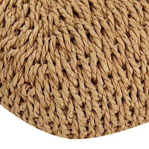Hand-woven Straw Large Hobo Bag for Women Round Handle Ring Toto Retro Summer Beach (Brown)