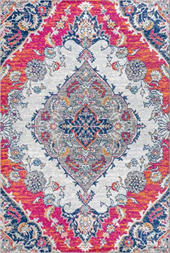 JONATHAN Y BMF105A-4 Bohemian Flair Boho Medallion Vintage Indoor Area-Rug Floral Easy-Cleaning High Traffic Bedroom Kitchen Living Room Non Shedding, 4 ft x 6 ft, Multi