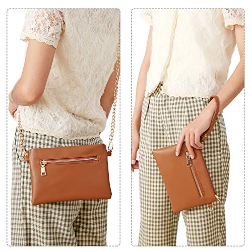 forestfish Black Clutch Purses For Women, Leather Small Crossbody Bags Evening Bags With Wrist Strap Shoulder Strap