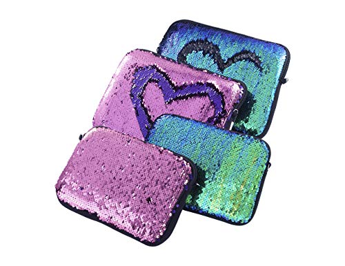 Set of 4 Sequin Clutch for Women Mermaid Flip Purse for Girls Neoprene Crossbody Purse with Detachable Strap Clutch Purses - FUNLAVIE