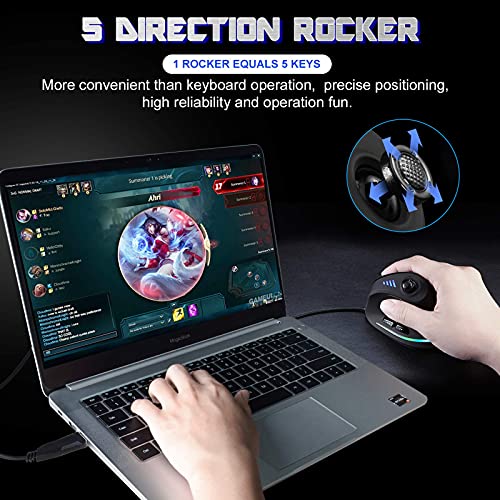 Gaming Mouse with 5 D Rocker, TRELC Ergonomic Mouse with 10000 DPI/11 Programmable Buttons, RGB Vertical Gaming Mice Wired for PC/Laptop/E-Sports/Gamer (Black)