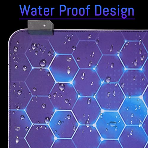 Speed RGB Gaming Mouse Pad, Non-Slip Rubber Base, Soft Glowing 14 LED Modes Gaming Desk Keyboard Pad Mat (6 : Blue Hexagon 78 x 30 Cm)