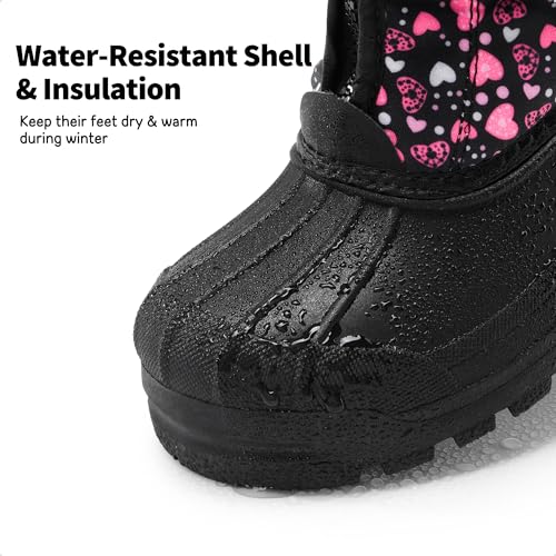 DREAM PAIRS Boys Girls Waterproof Winter Snow Boots,Size 1 Little Kid,Black/Pink,KSTAR