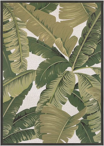 Couristan Dolce Palm Lily Indoor/Outdoor Area Rug, 5'3" x 7'6", Hunter Green-Ivory