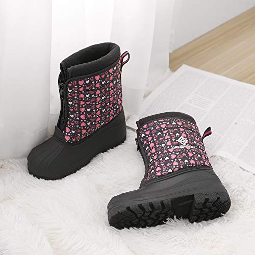 DREAM PAIRS Boys Girls Waterproof Winter Snow Boots,Size 1 Little Kid,Black/Pink,KSTAR