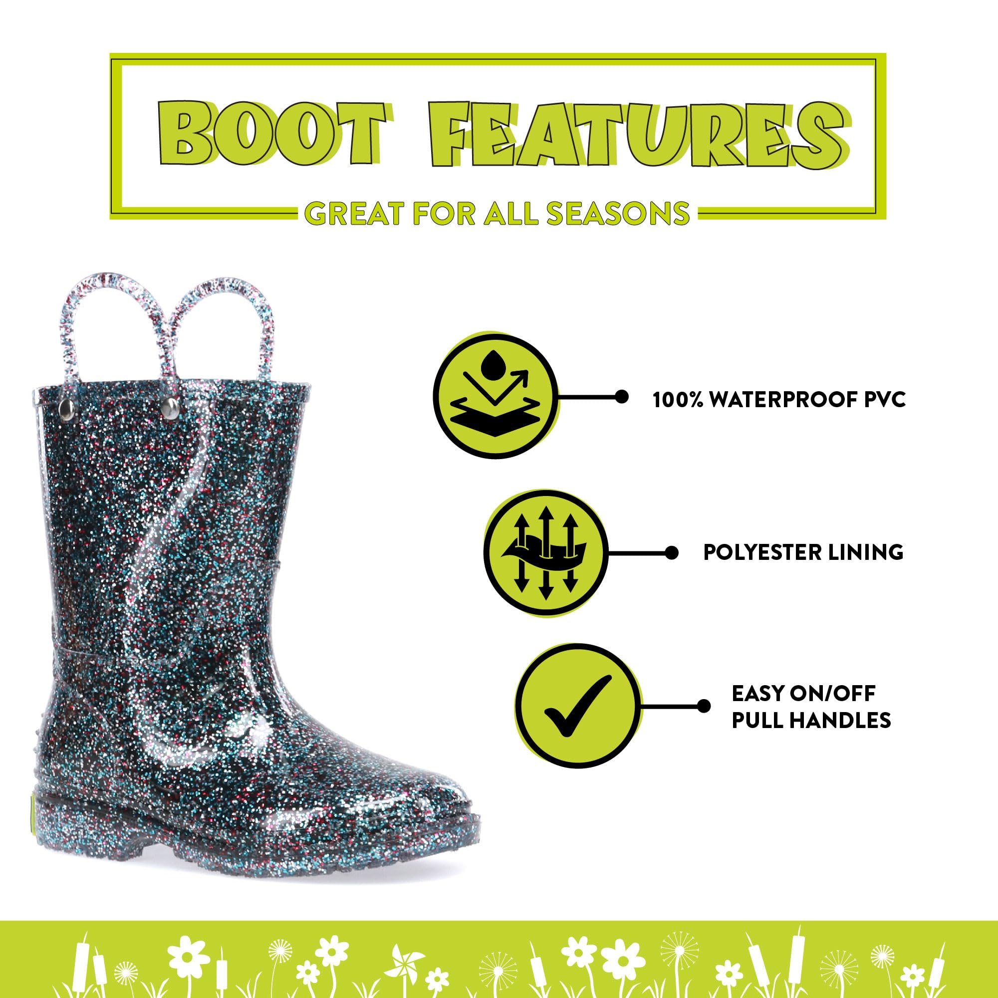 Western Chief Girls Glitter Rain Boot, Multi, 10 M US Toddler