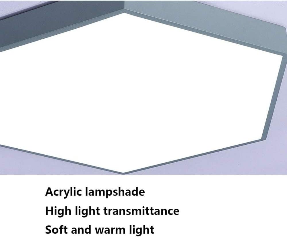 OJRGG LED Ceiling Lamp Metal Hexagon Flush Mount Ceiling Light Three-Color Dimming Ceiling Light Fixture for Living Room Bedroom Dining Room Kitchen Hallway Entry Foyer Pendant Lamp(40cm)