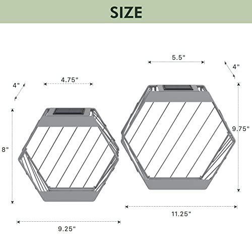 Grand patio Outdoor Leiden LED Solar Hexagon Wall Sconce Planter, with Dusk to Dawn Sensor Decor Wall Lighting for Garage Doorway Patio Yard, Cement Grey (L-Linear)