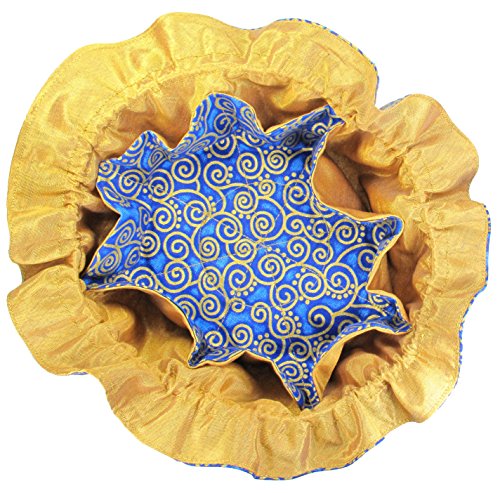 Drawstring Jewelry Pouch, Cotton and Raw Thai Silk, Small, Cobalt Blue