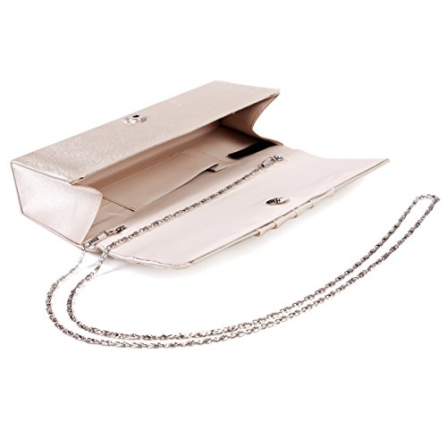 Damara Elegance Satin Cocktail Wedding Handbag Evening Clutch Bag,Black