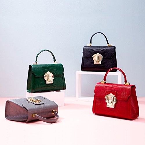 LA'FESTIN Cross body Leather Tote Bags for Women Green Shoulder Purses Medium
