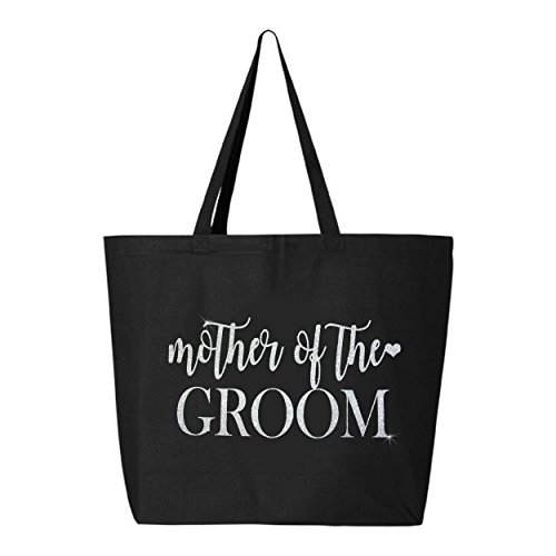 Mother of the Groom Tote Bag - Black and Glitter Silver