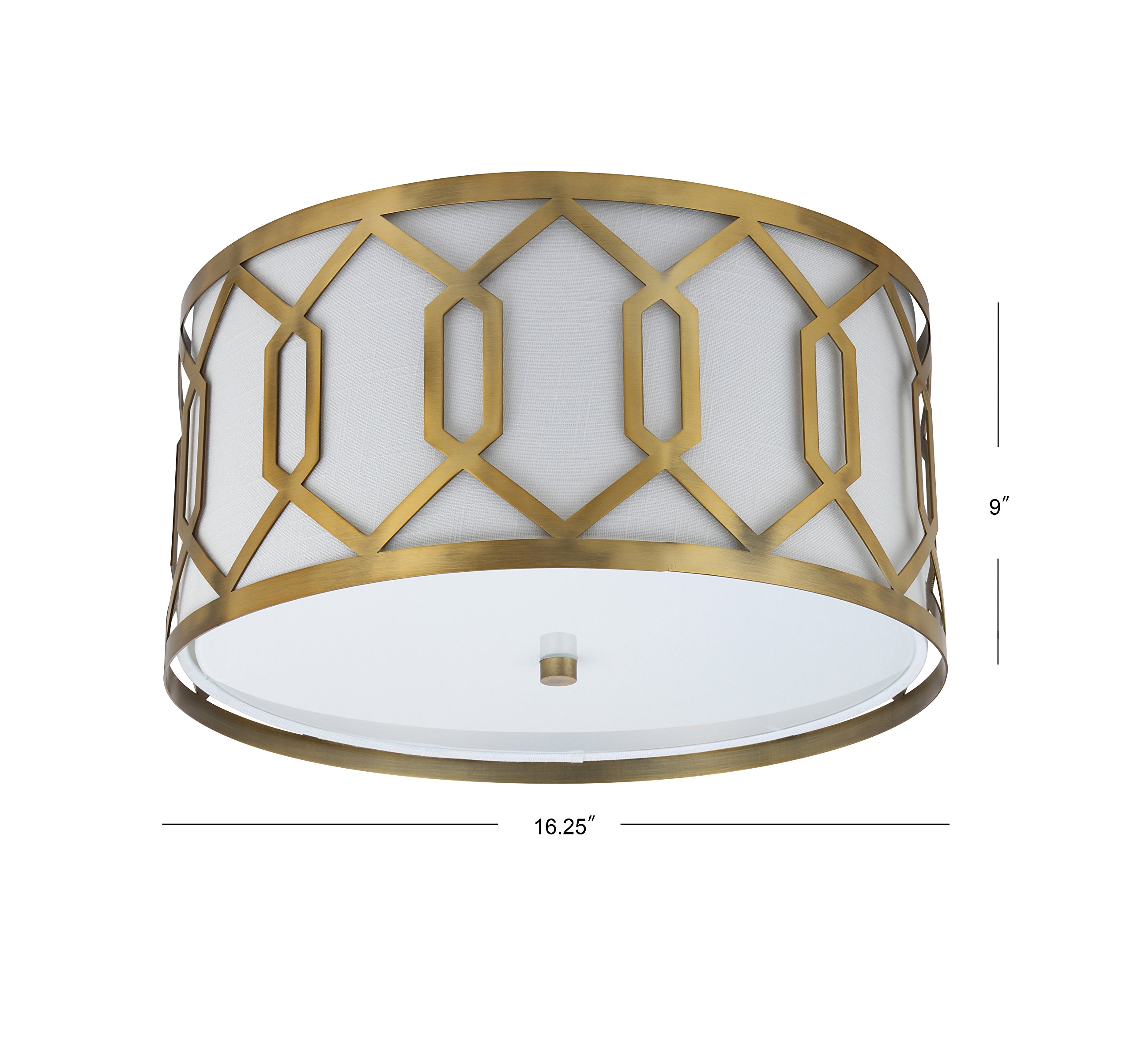 JONATHAN Y JYL3500A Hex 3-Light 16.25" Metal LED Flush Mount Contemporary,Transitional Dimmable, 2700K Cozy Warm Light, Kitchen,Hallway,Bathroom,Stairwell, Brass Gold