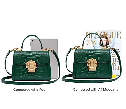 LA'FESTIN Cross body Leather Tote Bags for Women Green Shoulder Purses Medium