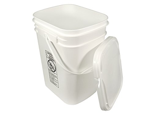 5.3 Gallon White Rectangular Bucket/Pail with Hinged Snap Lid