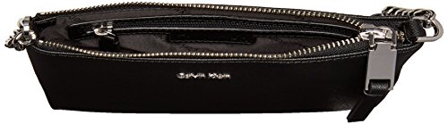 Calvin Klein Hayden Key Item Saffiano Top Zip Chain Crossbody Purse, Black/Silver