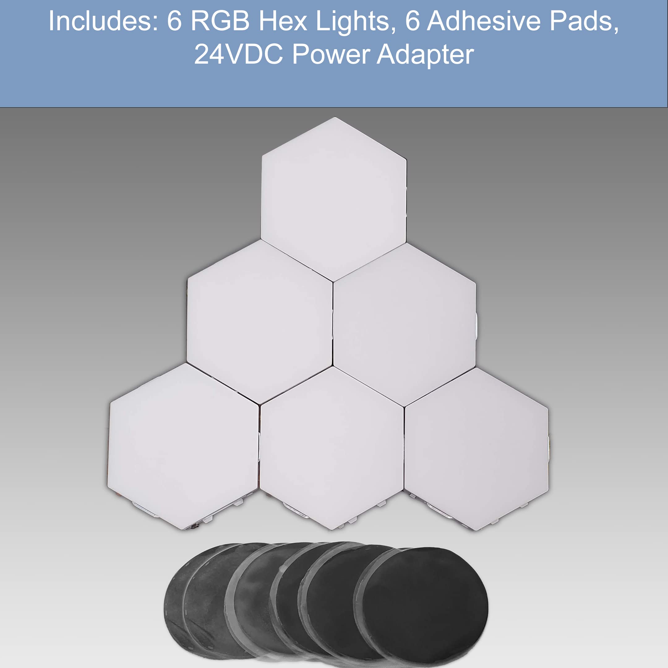 Penophiary RGB Color Changing Hexlight Modular Touch Lights Panels Wall Lighting Night Light Magnetic Hexagonal Honeycomb LED (6 Pcs)