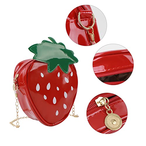 Goclothod Strawberry Purse Women Fruit Shaped Leather Shoulder Bag Cute Mini Cross Body Handbag (Leather Strawberry)