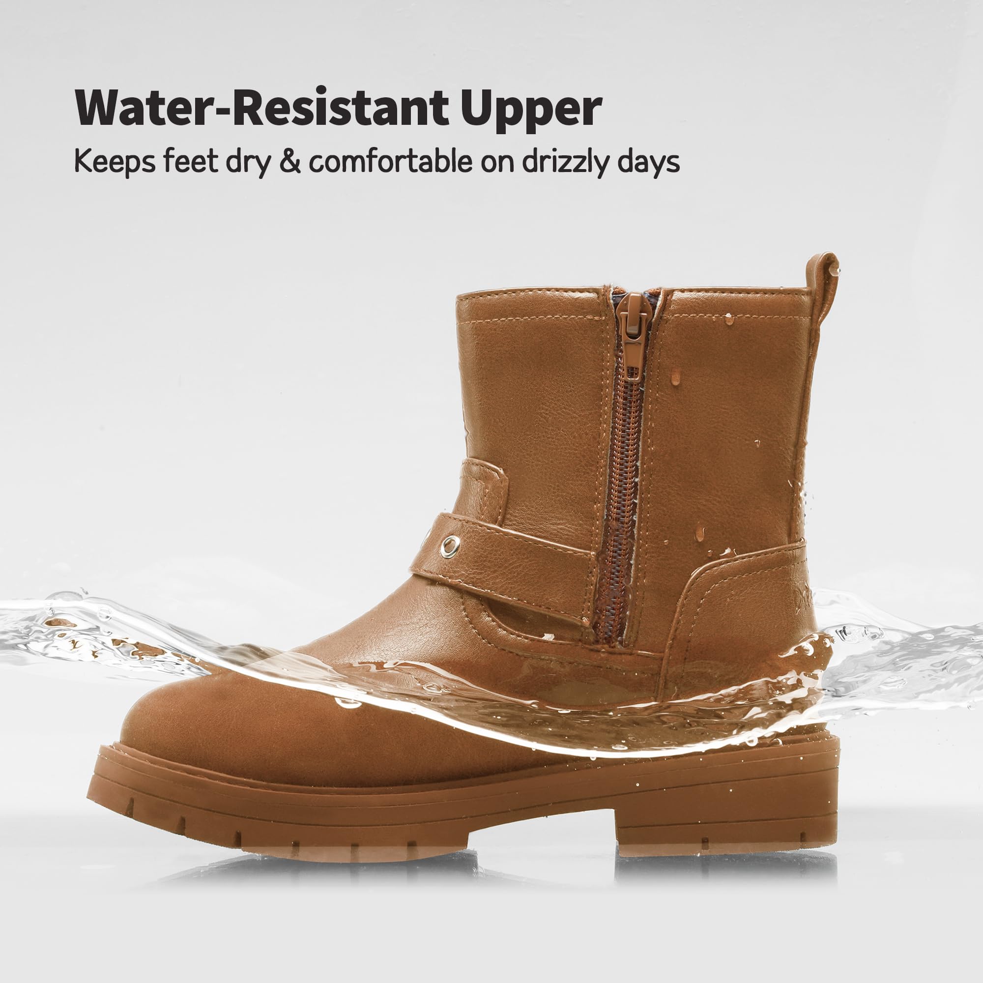 DREAM PAIRS Girls Ankle Booties Waterproof Side Zipper Boots Sdbo2305k Camel Size 3 Little Kid