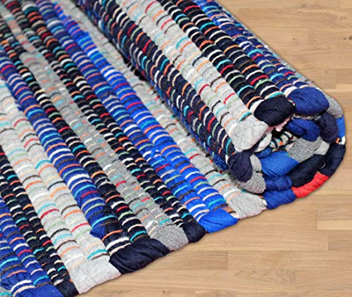 COTTON CRAFT Cotton Chindi Rag Rug - 2 Pack - Boho Farmhouse Rustic Area Accent Throw Rug - Handwoven Reversible Natural Recycled Yarn - Living Room Den Study Home Décor Gift -20 x 32 in - Multi Color