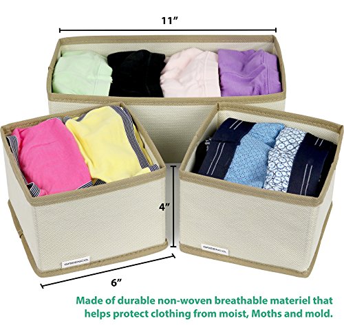 Greenco Non-Woven Foldable 3 Piece Drawer and Closet Storage Cube Set- (Beige)