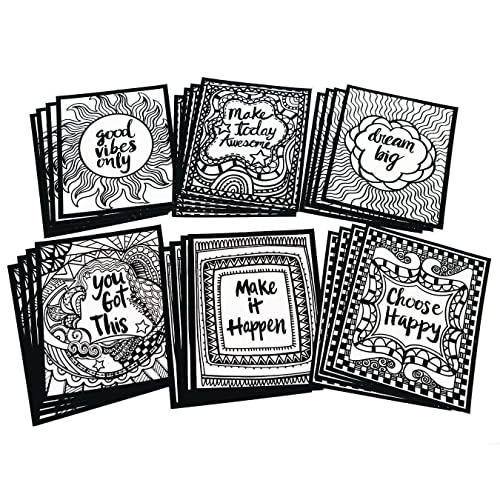 S&S Worldwide Think Positive Velvet Art Posters, 4 each of 6 Designs, Inspirational Quotes - Dream Big, Good Vibes Only & More, Color With Markers or Colored Pencils, 8" x 10" Cardstock, Pack of 24.