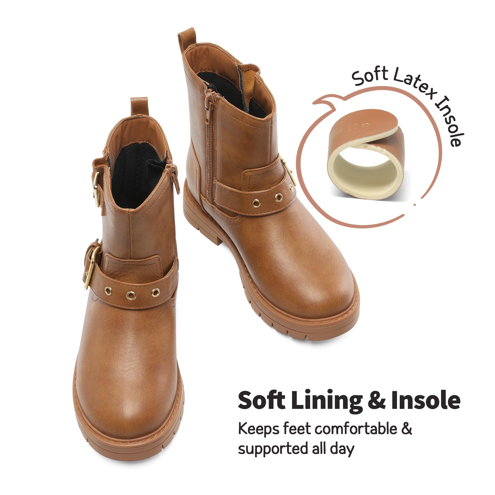 DREAM PAIRS Girls Ankle Booties Waterproof Side Zipper Boots Sdbo2305k Camel Size 3 Little Kid
