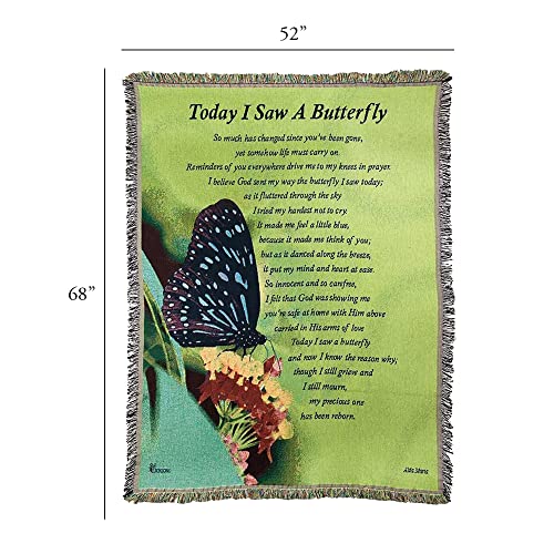 Dicksons Today I Saw A Butterfly Green 68 x 52 Inch Tapestry Throw Blanket