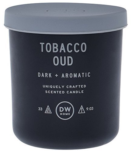 DW Home Tobacco Oud Scented Candle in a Glass Jar with a Rubber Lid